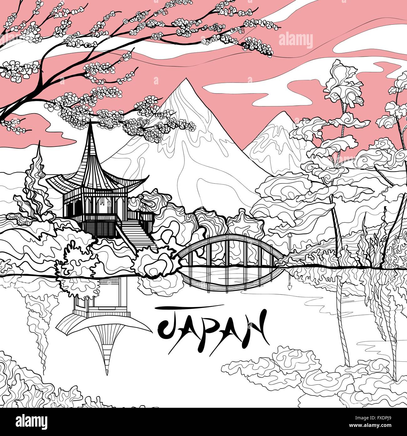 Japan Landscape Background Stock Vector Image & Art - Alamy