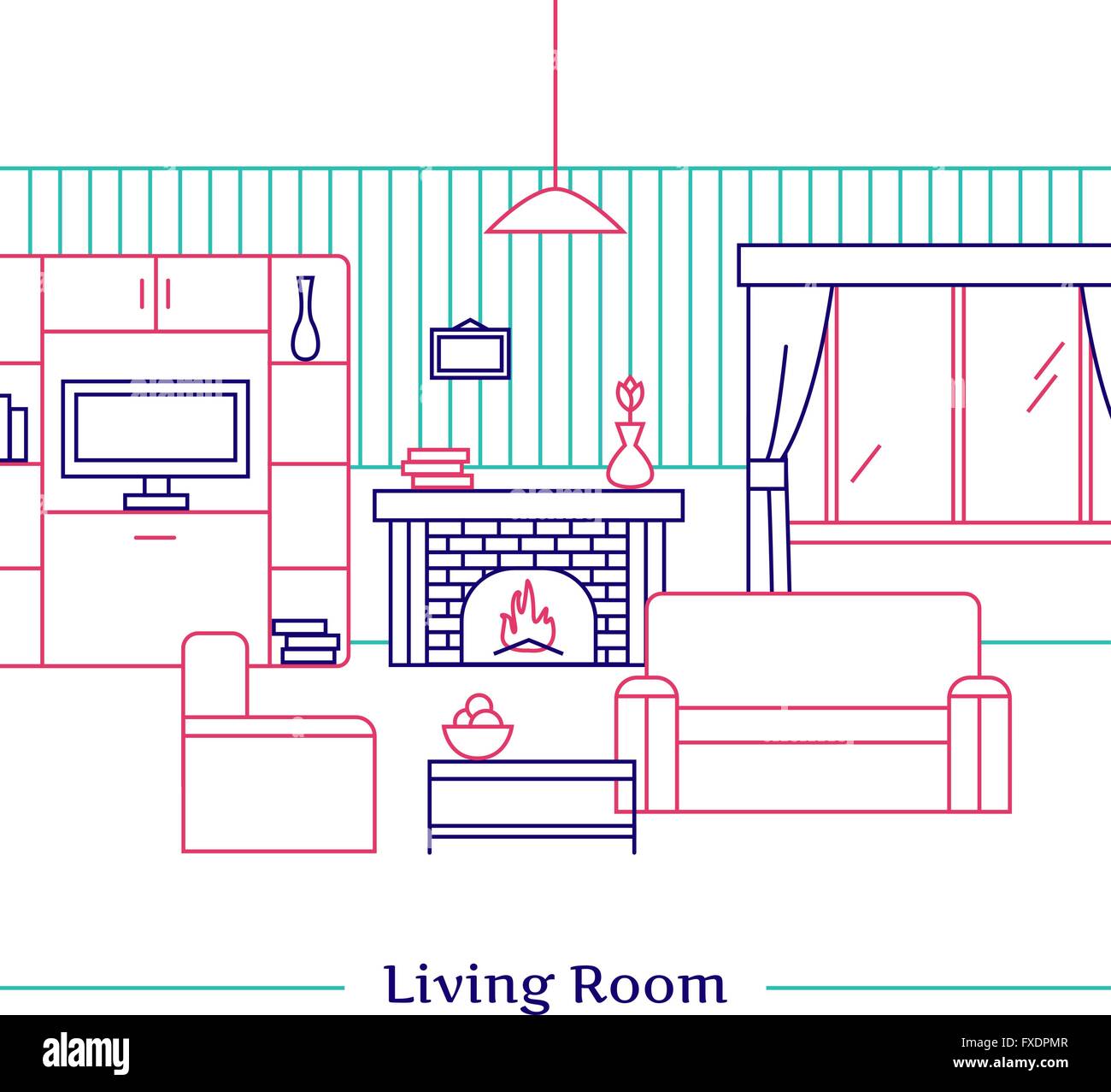 Living Room Line Design Stock Vector Image & Art - Alamy
