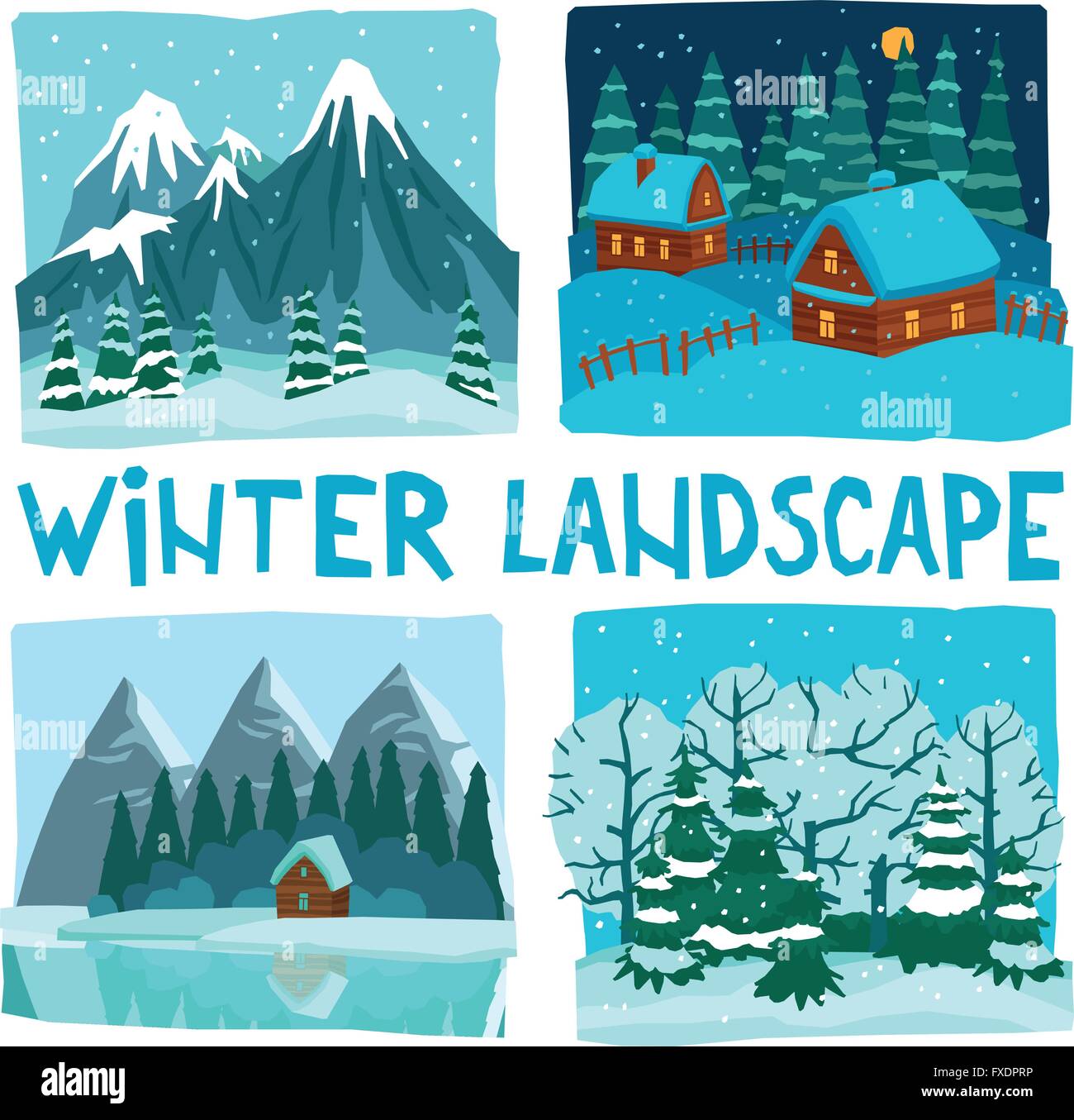 Winter Landscape Digital Graphic Set Stock Vector Image & Art - Alamy