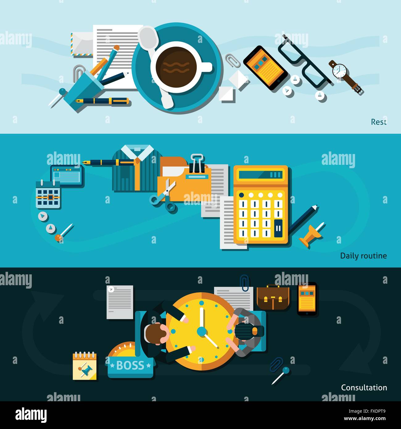 Office Banner Set Stock Vector Image & Art - Alamy
