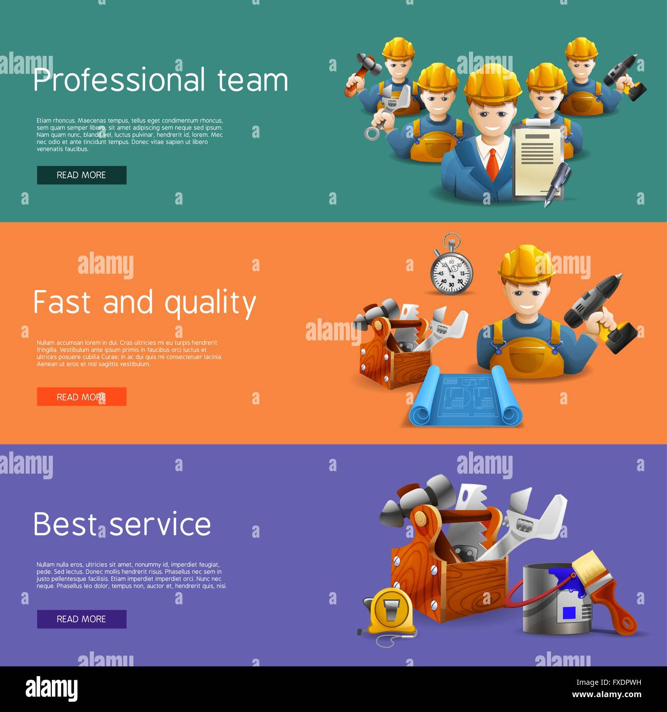 Remodeling construction service flat banners set Stock Vector Image ...