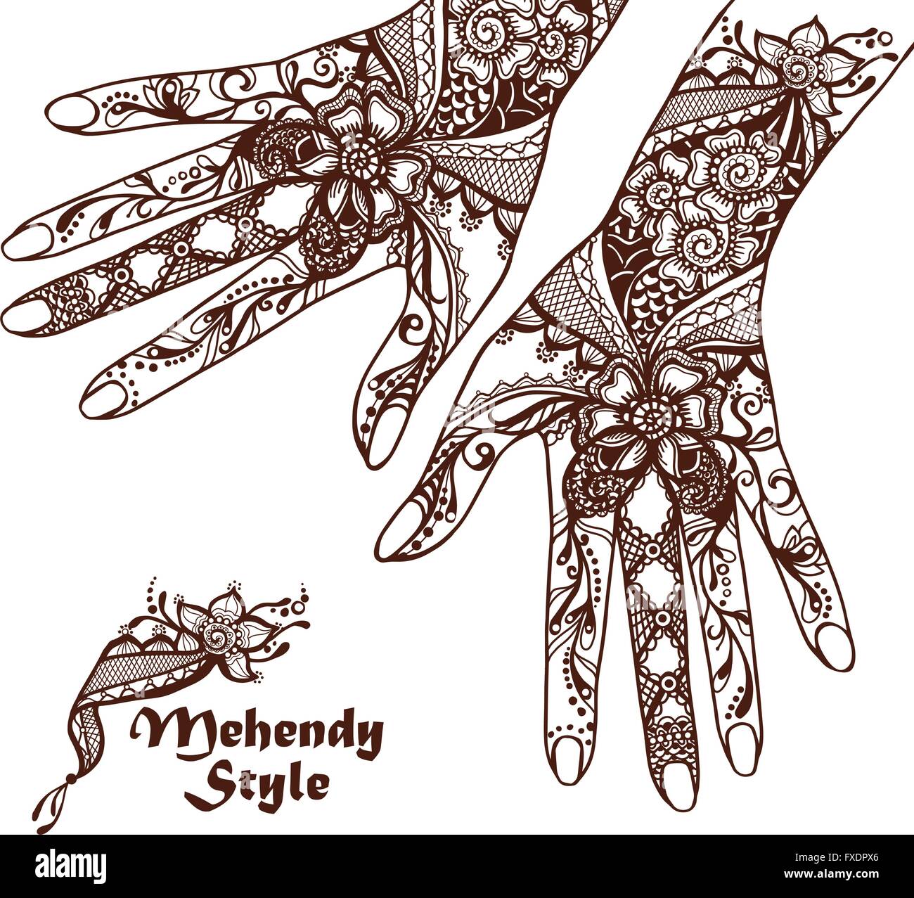 Hands Henna Design Stock Vector Images - Alamy
