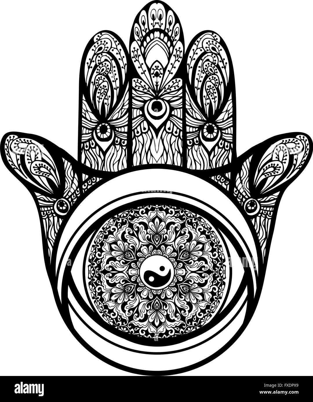 Hamsa Hand Illustration Stock Vector Image & Art - Alamy