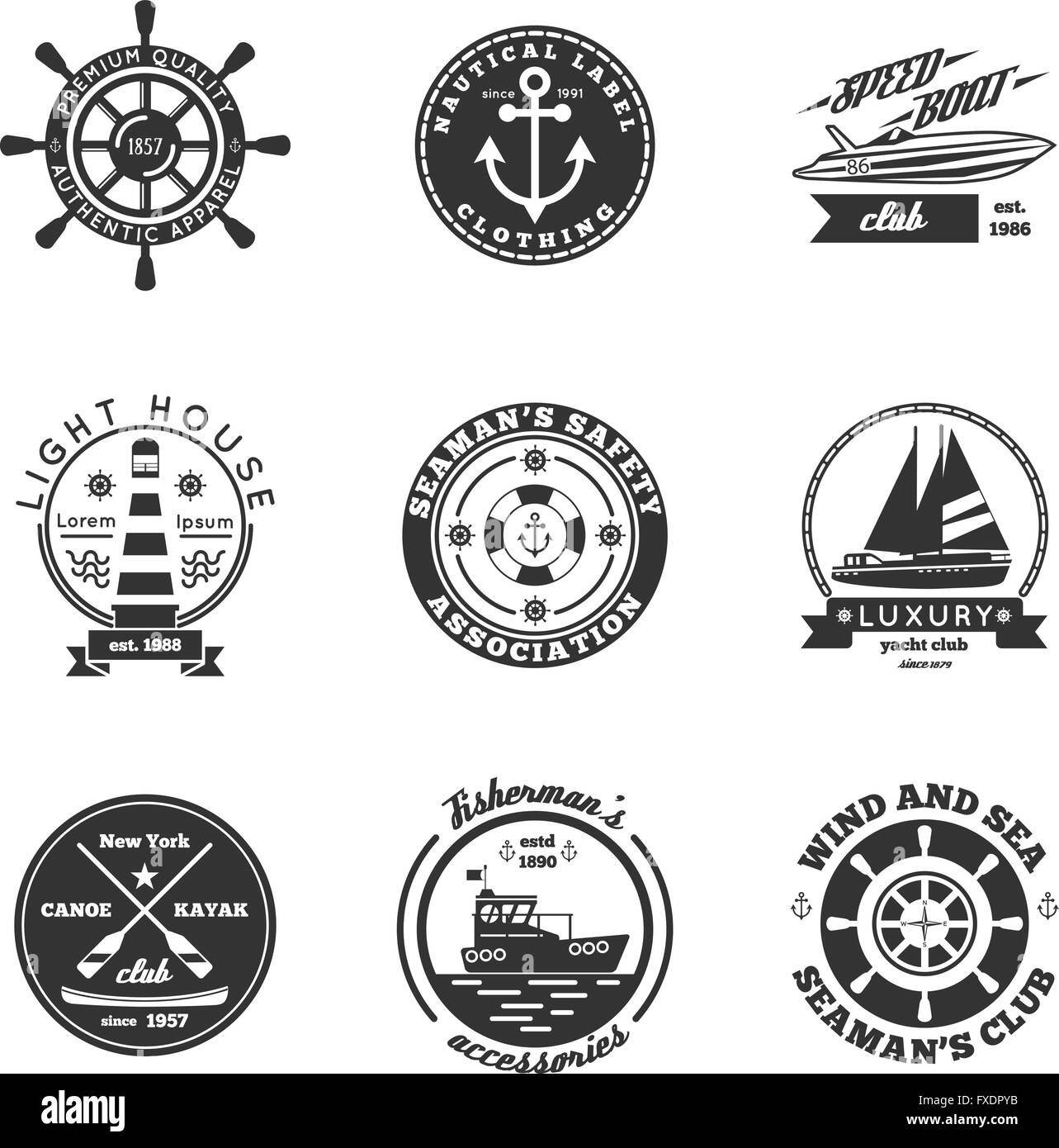Nautical Labels Set Stock Vector Image & Art - Alamy
