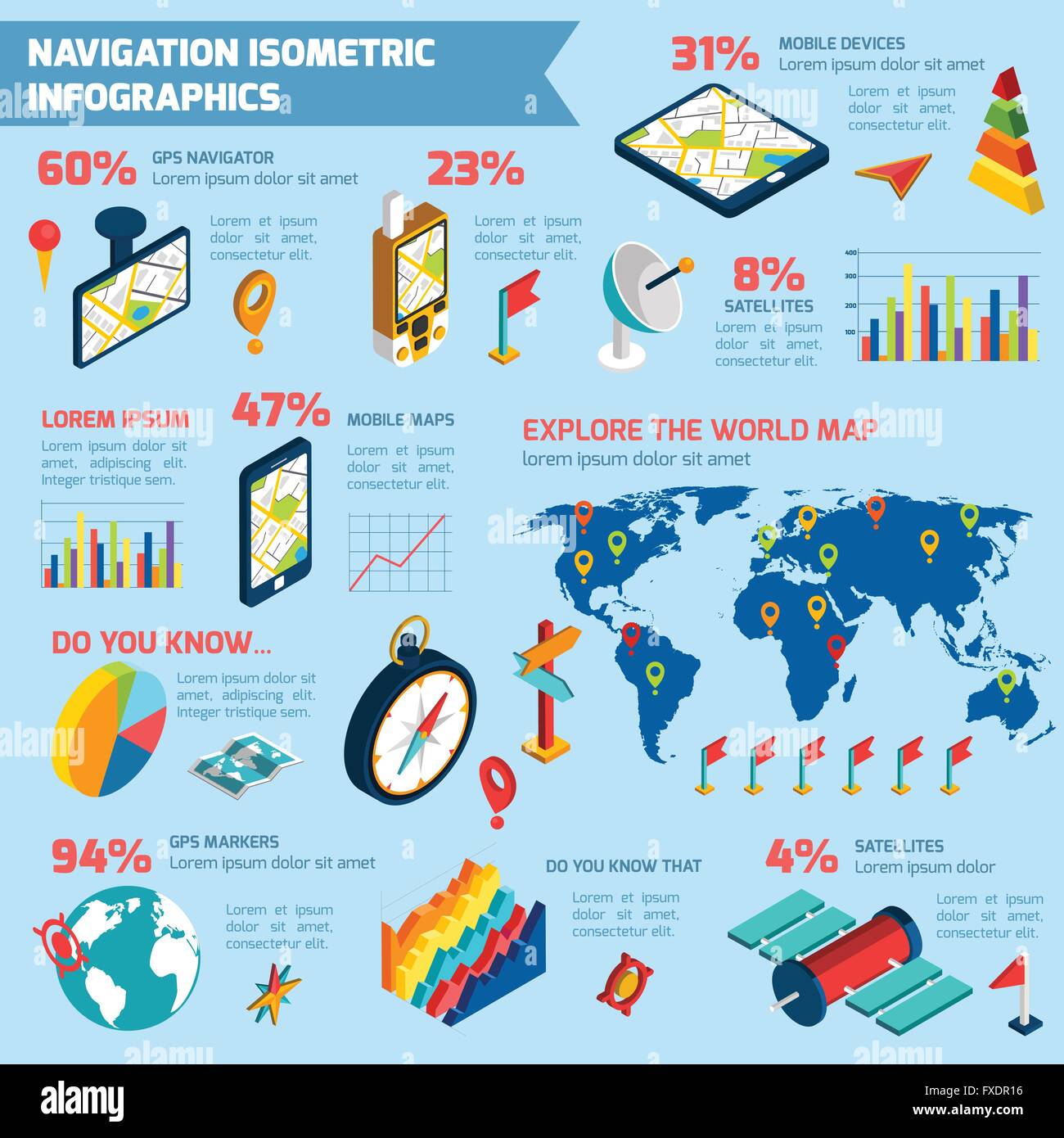 Navigation infographic isometric layout print Stock Vector Art ...