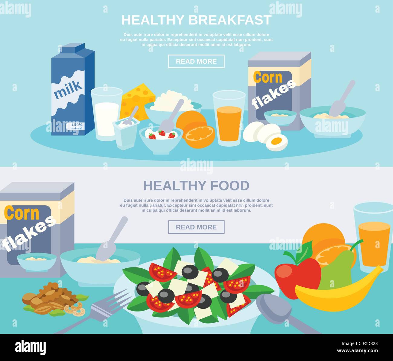 Healthy Food Flat Banner Set Stock Vector Image & Art - Alamy