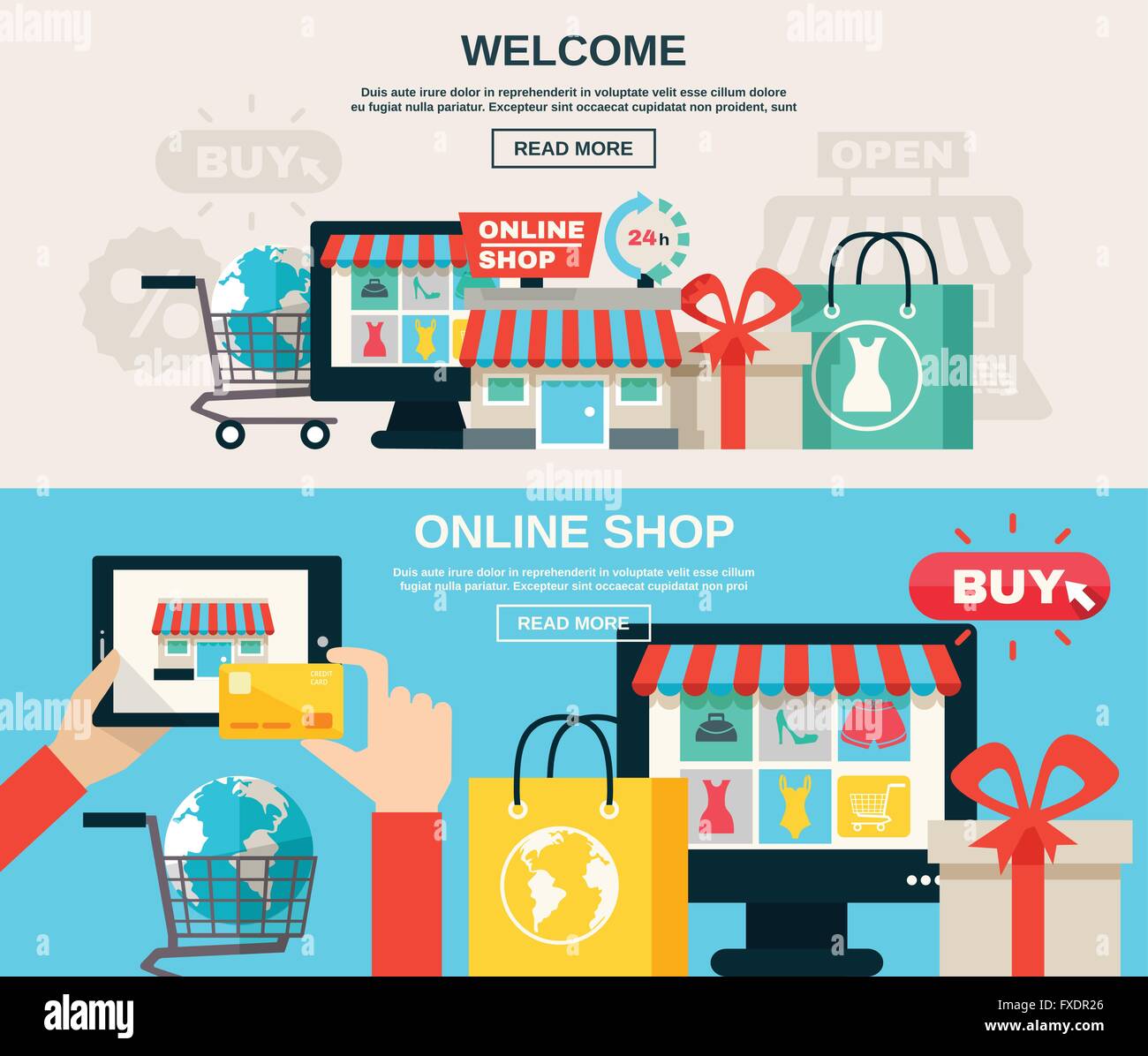 Internet Store Flat Banner Set Stock Vector Image & Art - Alamy