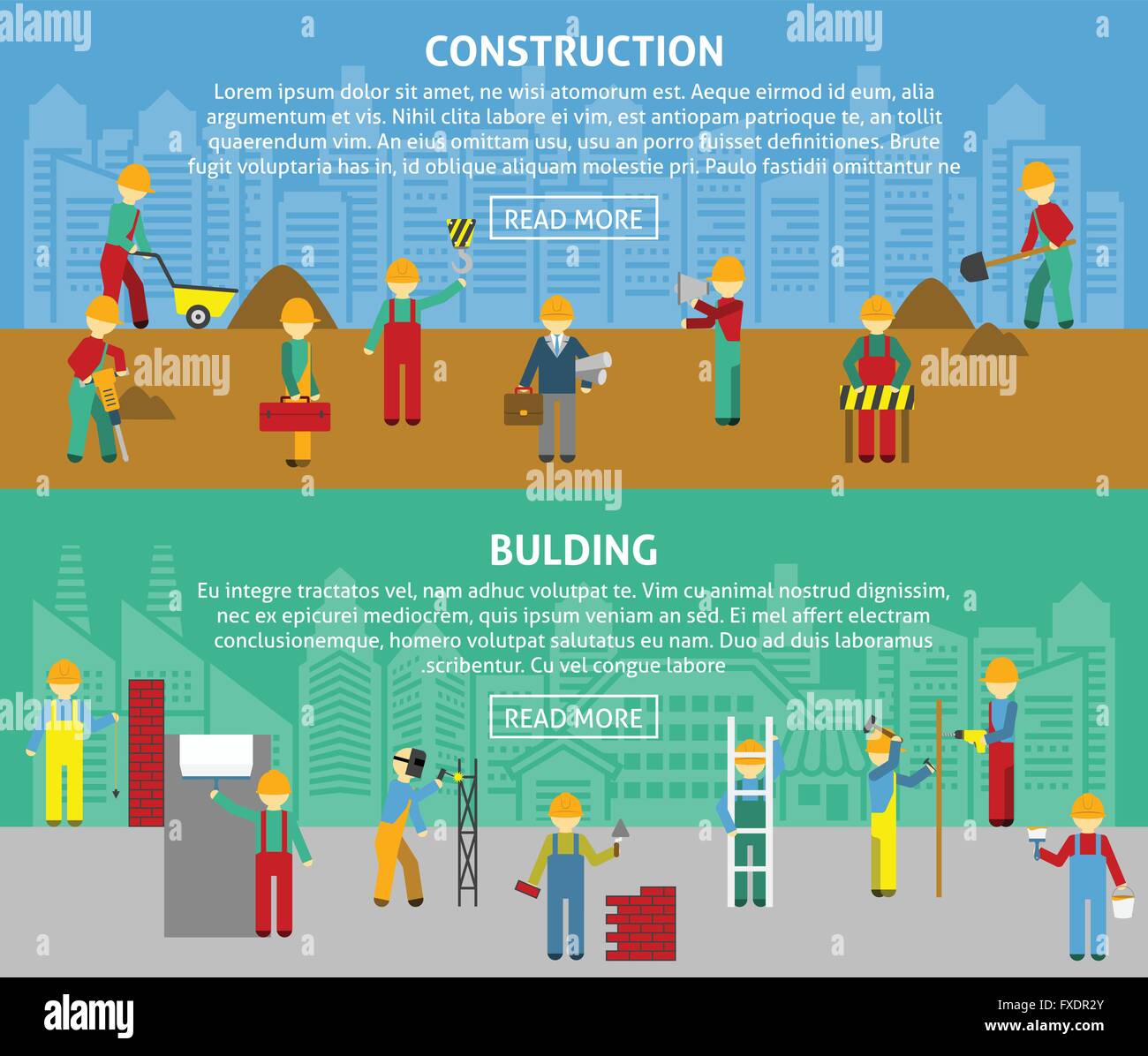 Building Flat Horizontal Banner Set Stock Vector Image & Art - Alamy