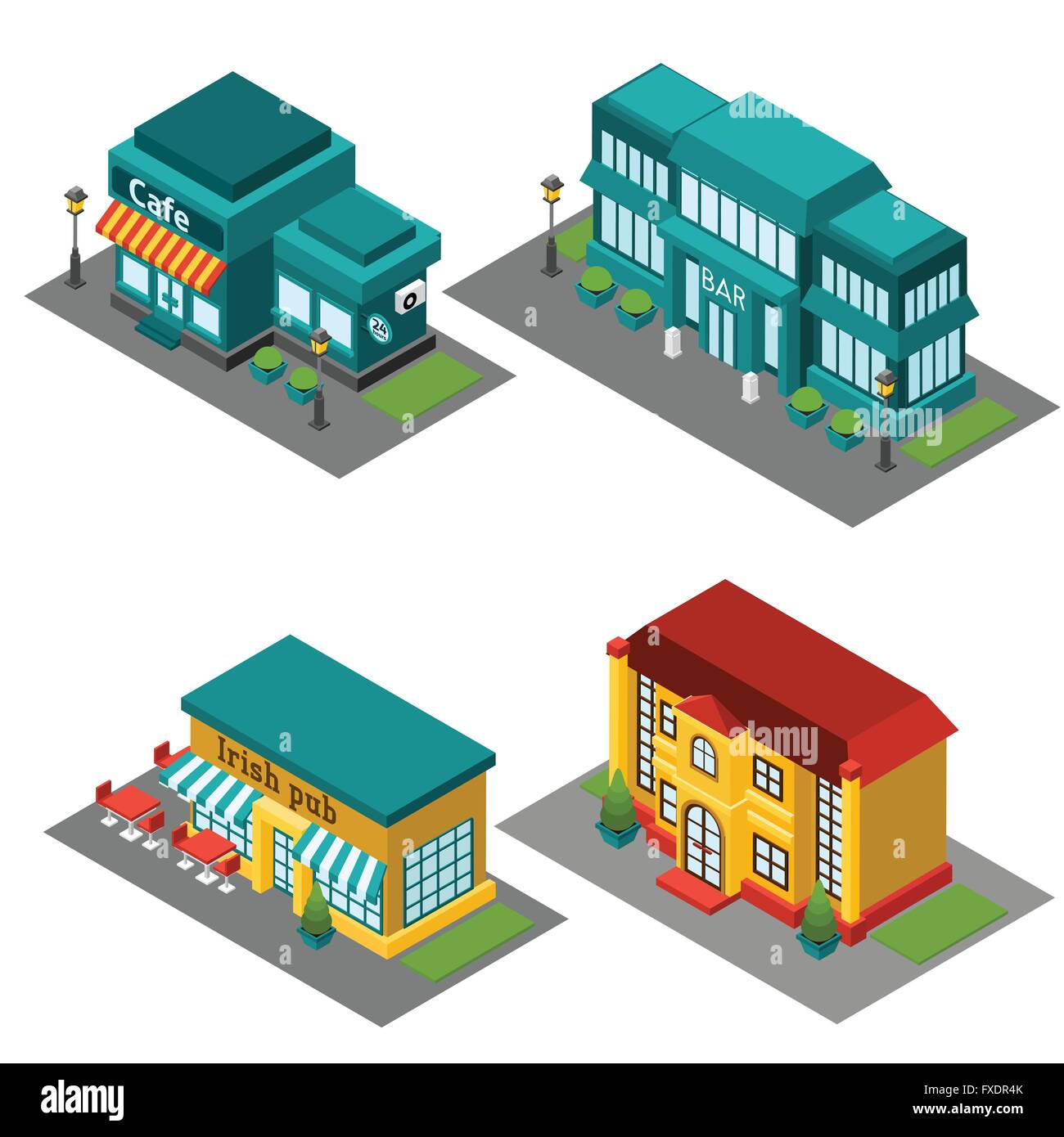 Cafe Building Isometric Stock Vector Image & Art - Alamy