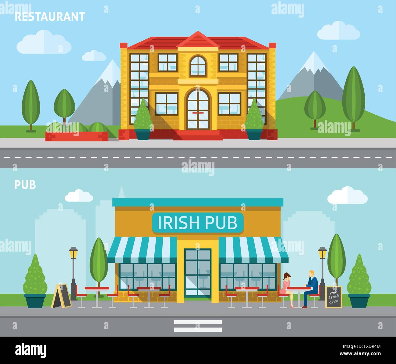 Street coffee shop banner Stock Vector Images - Alamy