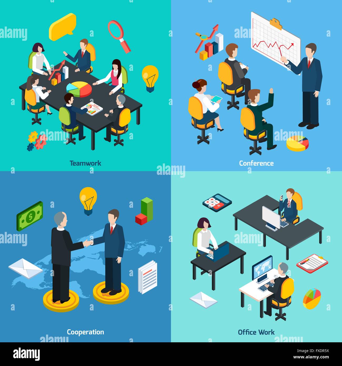 Business concept 4 isometric icons square Stock Vector Image & Art - Alamy Business concept 4 isometric icons square Stock Vector Image & Art - Alamy