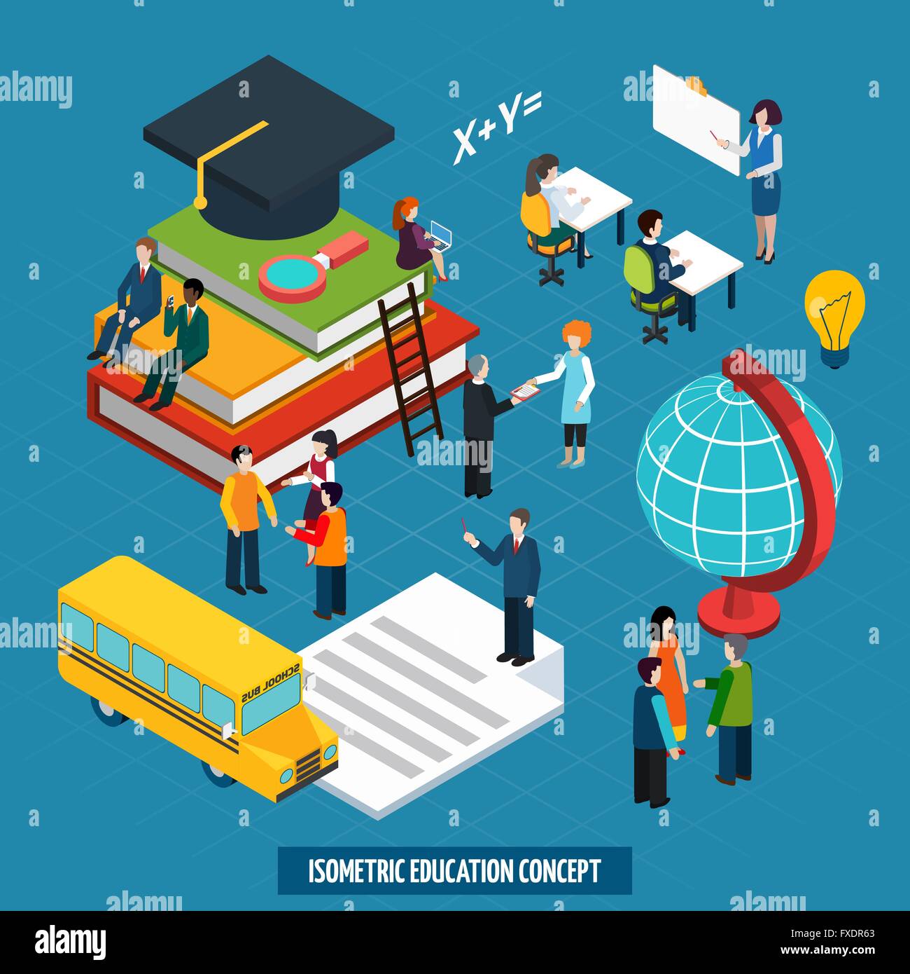 Education concept in isometric characters design Stock Vector Image ...