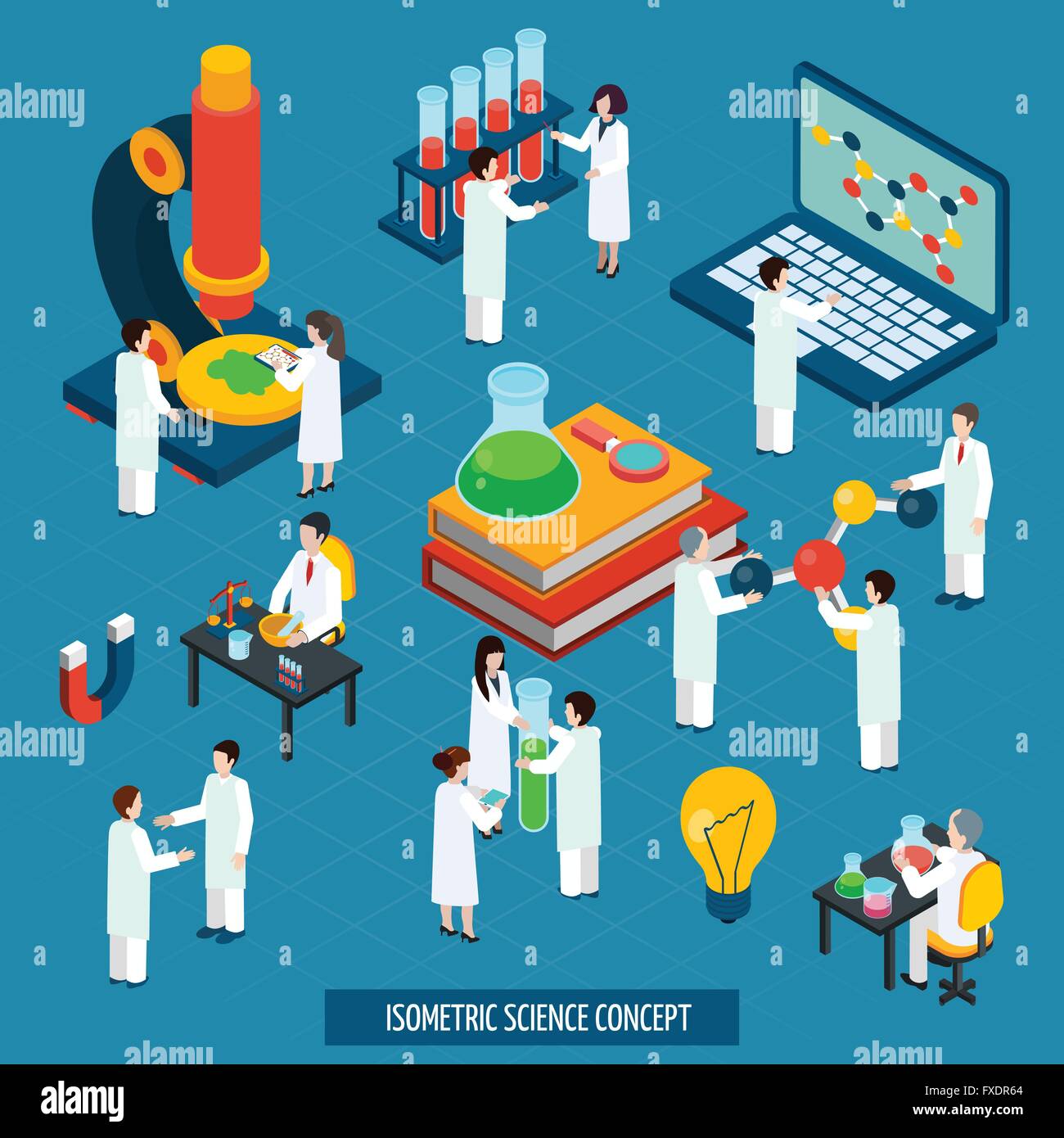 Science lab concept isometric composition banner Stock Vector Image ...