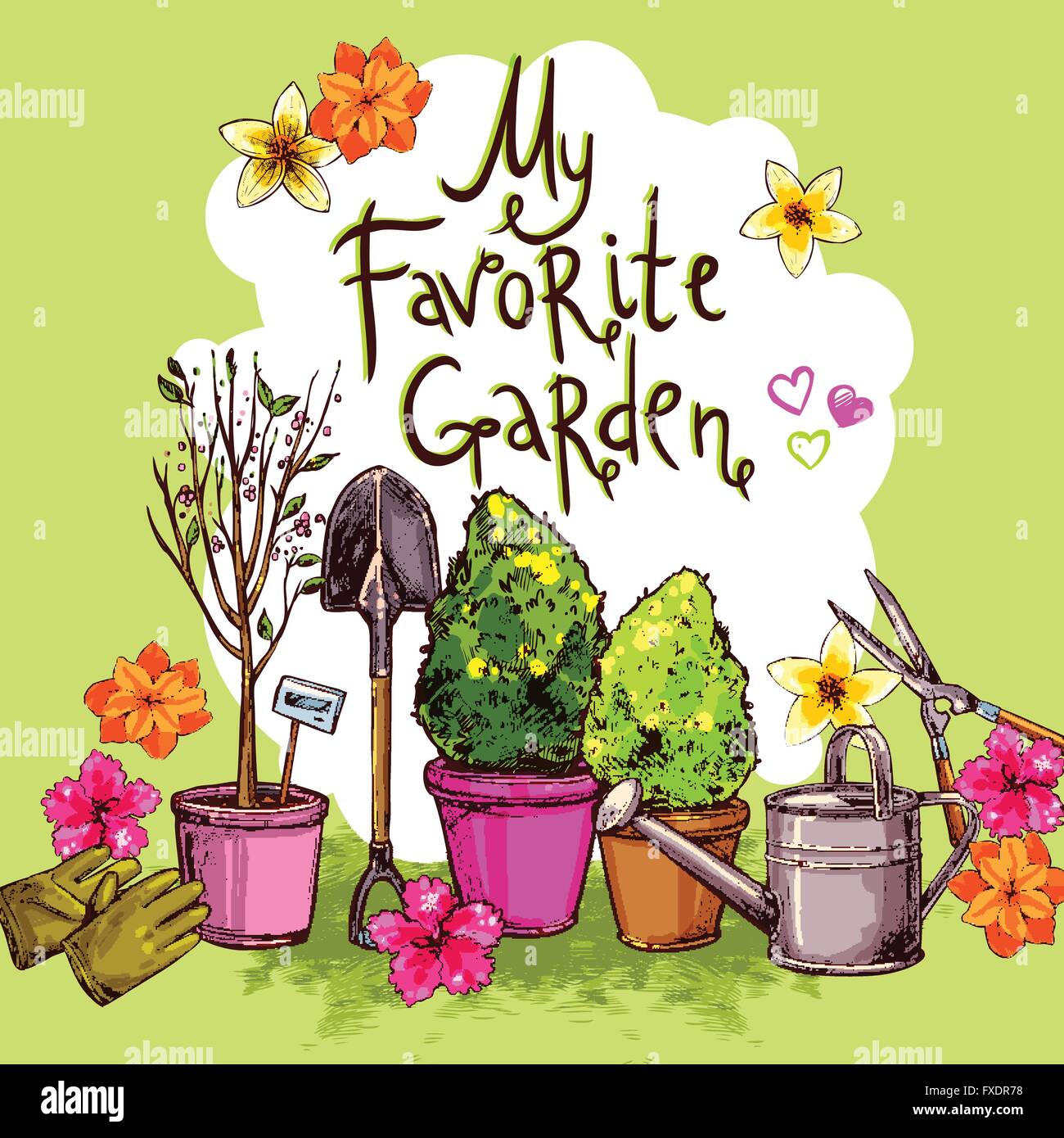 Garden gloves hand trowel Stock Vector Images - Alamy