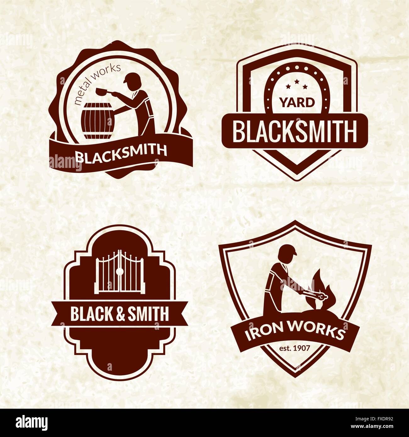 Blacksmith Emblems Set Stock Vector Image & Art - Alamy