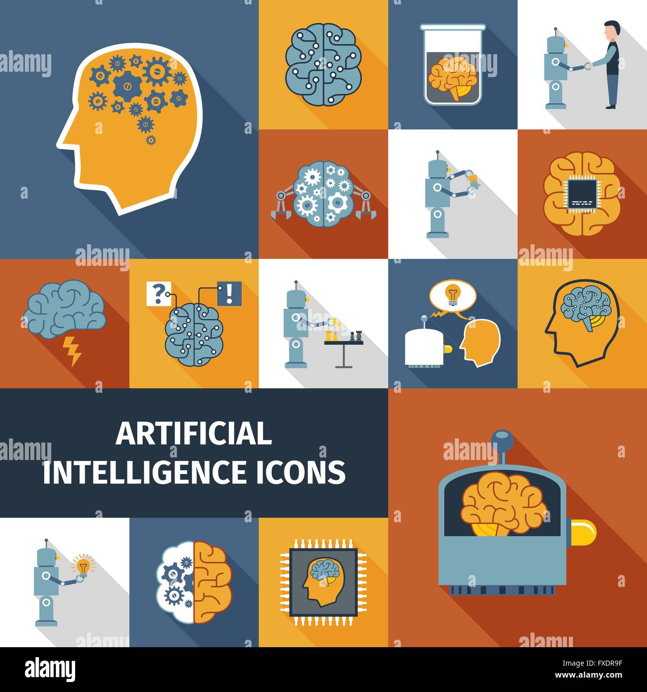 Artificial Intelligence Icons Set Stock Vector Image & Art - Alamy