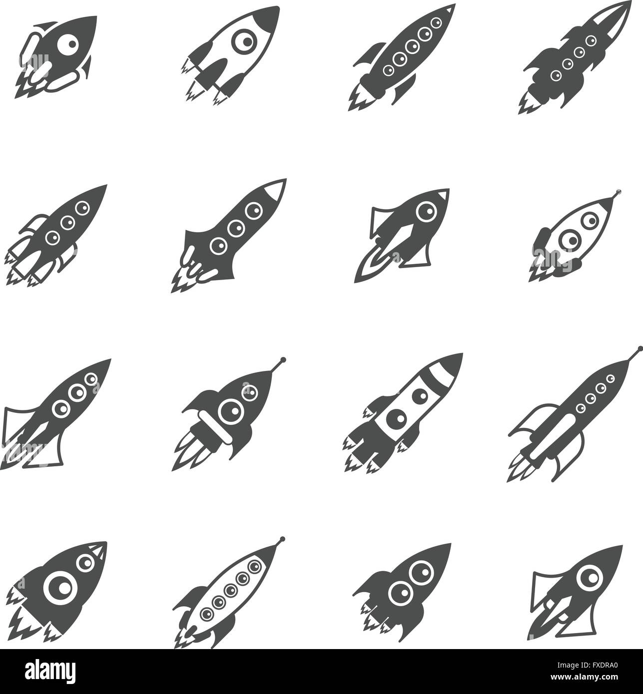 Space Rockets Black White Icons Set Stock Vector Image & Art - Alamy