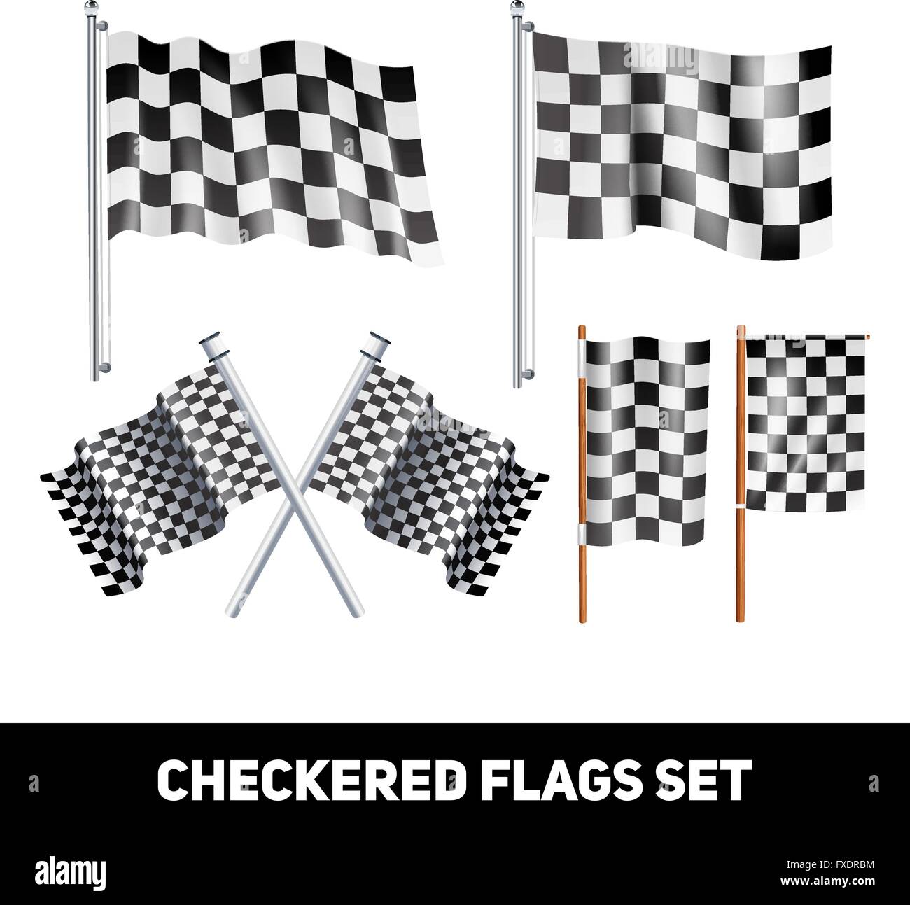 Checkered Flags Decorative Icon Set Stock Vector Image & Art - Alamy