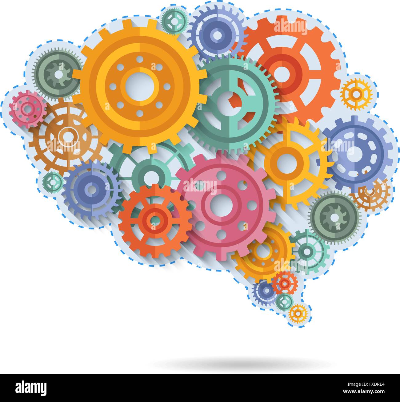 Illustration human brain gears Stock Vector Images - Alamy