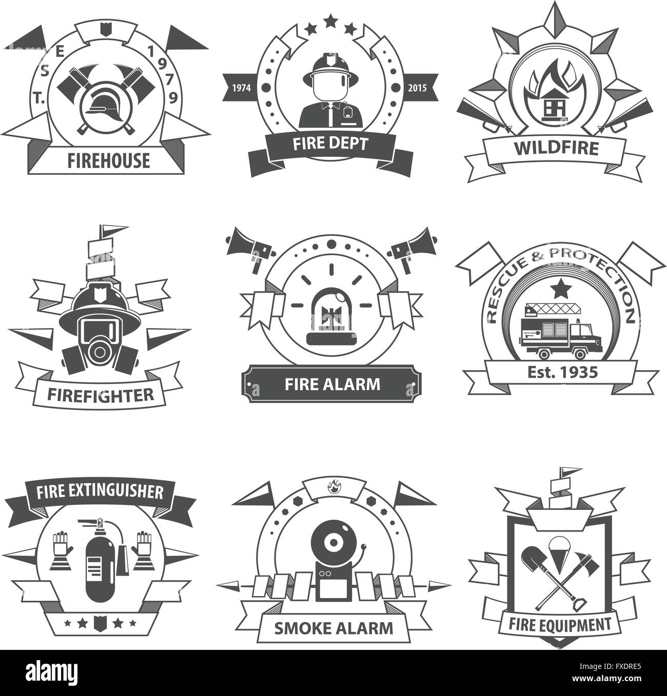 Fire Label Set Stock Vector Image & Art - Alamy