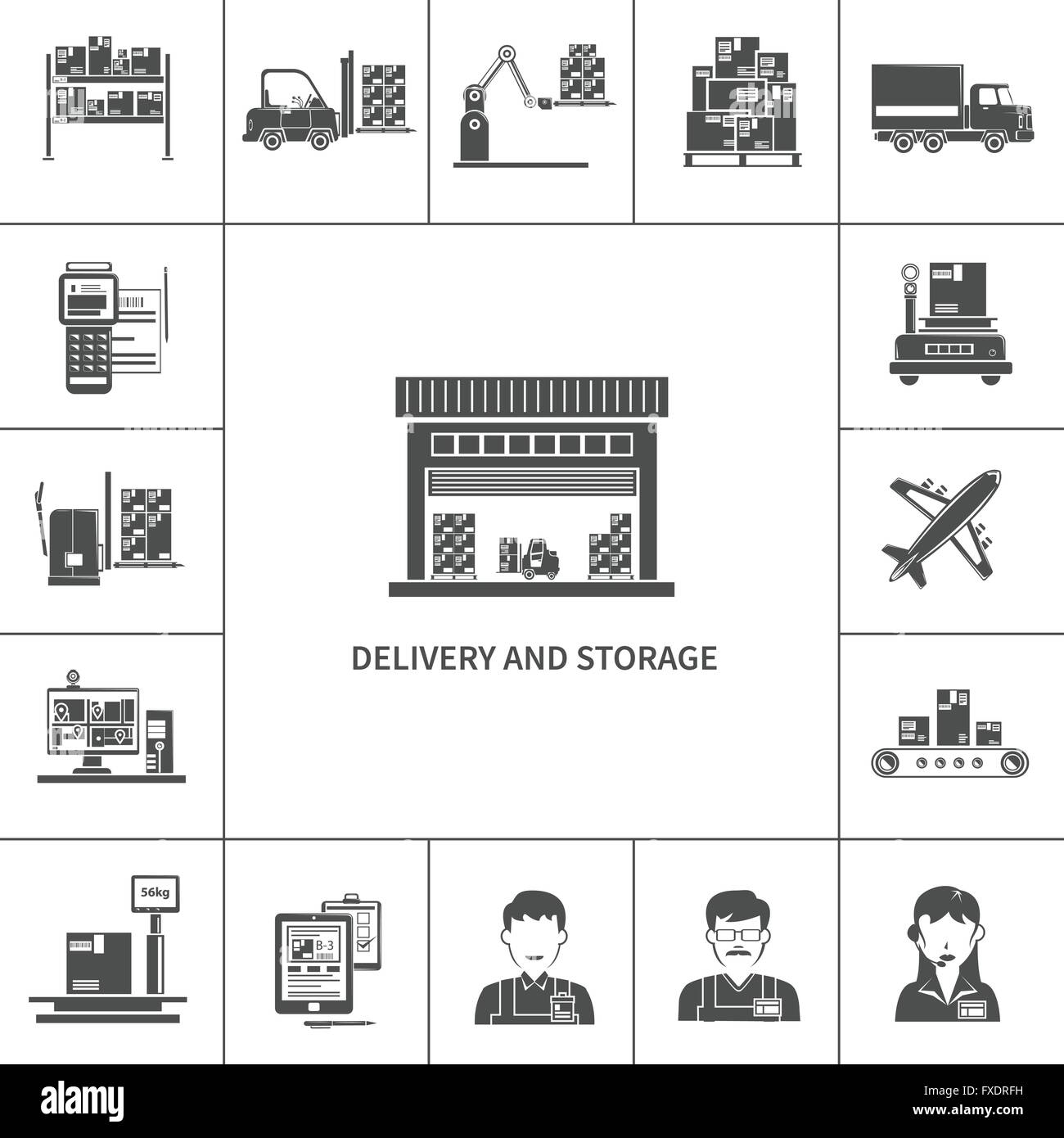 Warehouse Icons Black Stock Vector Image & Art - Alamy