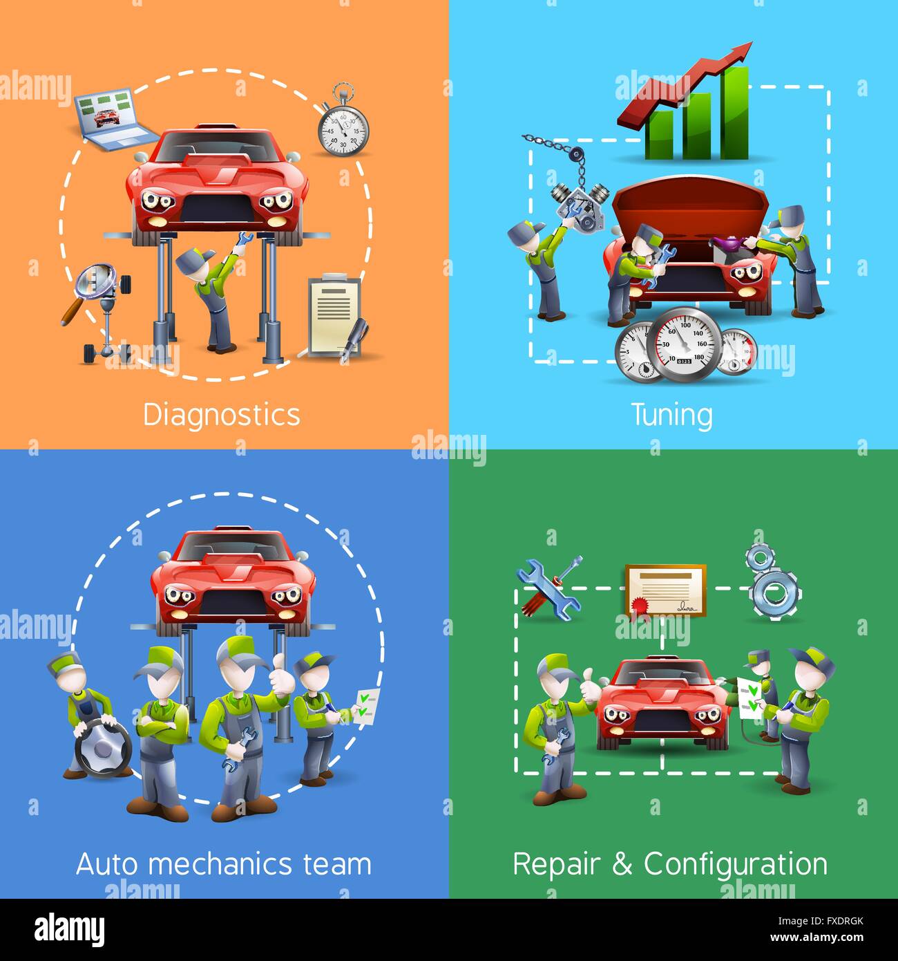 Auto mechanic 4 icons square banner Stock Vector Image & Art - Alamy