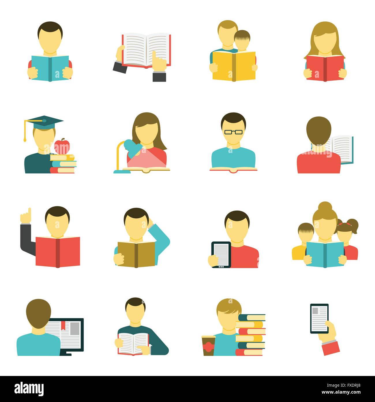 Reading Icons Set Stock Vector Image & Art - Alamy
