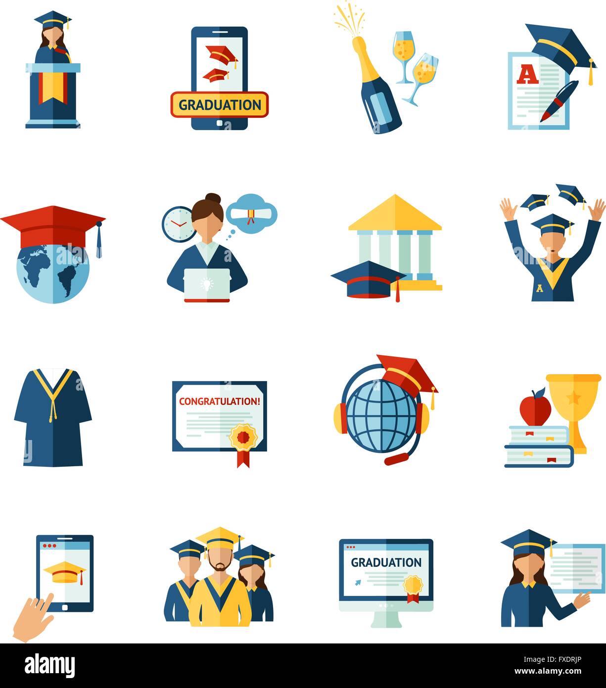 School graduation flat icons set Stock Vector Image & Art - Alamy