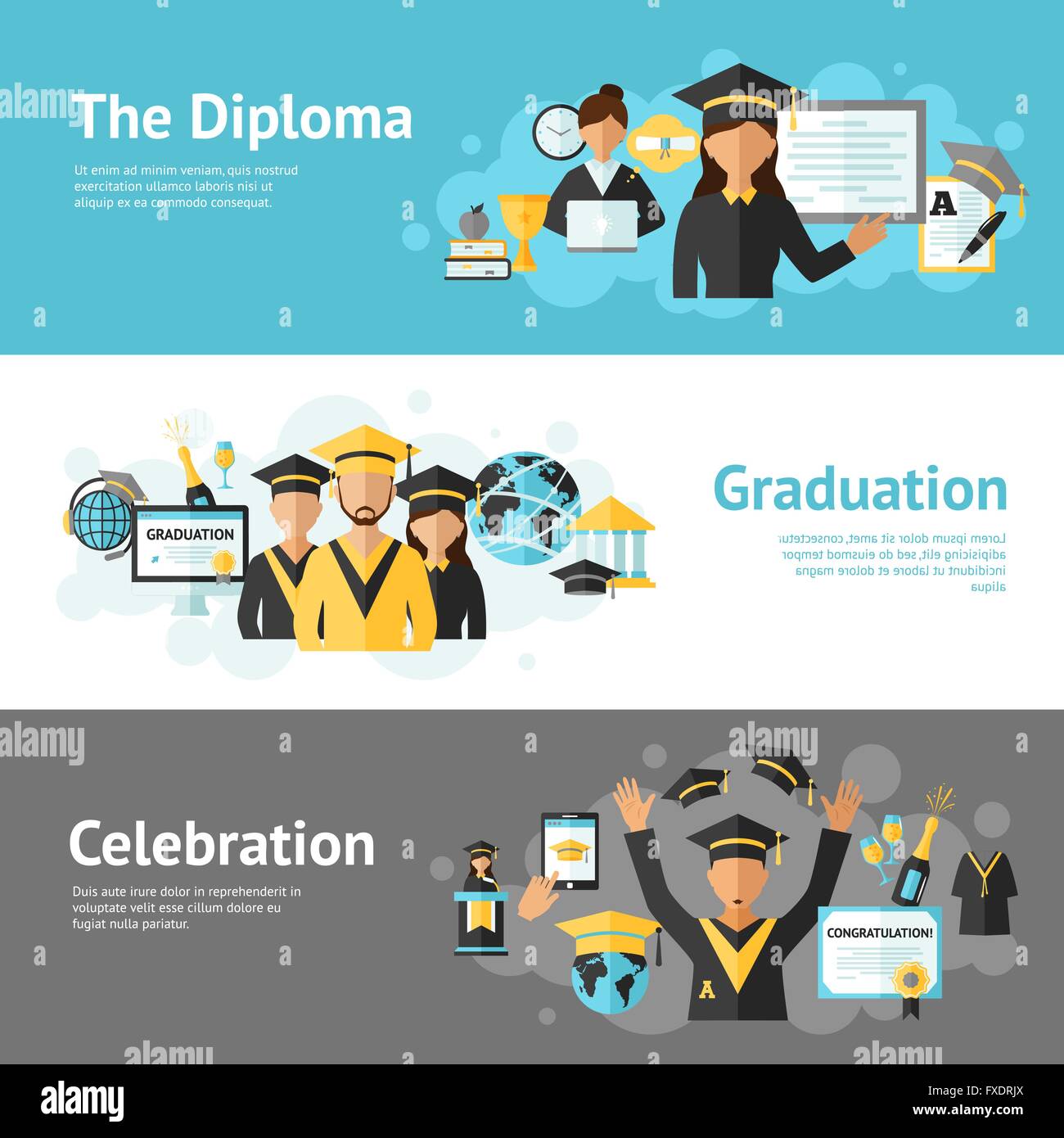 Graduation Banner Set Stock Vector Image & Art - Alamy