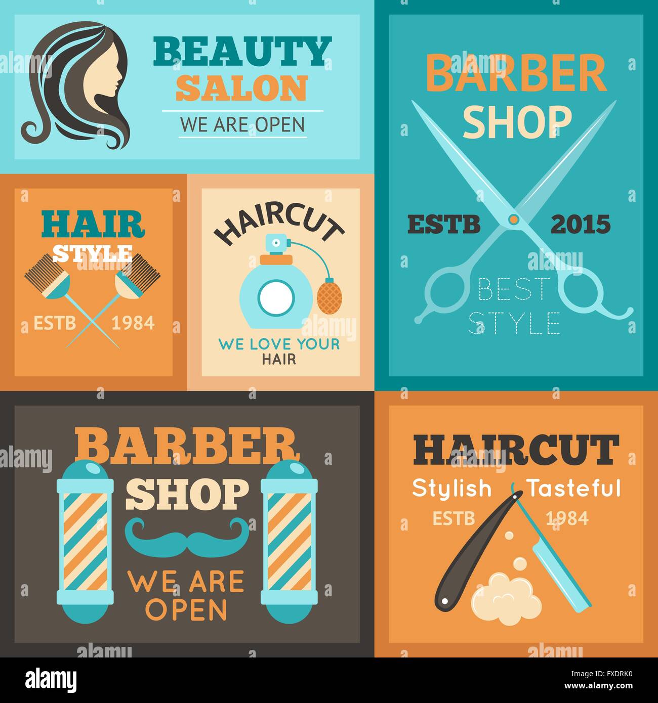 Hairdress Poster Set Stock Vector Image & Art - Alamy