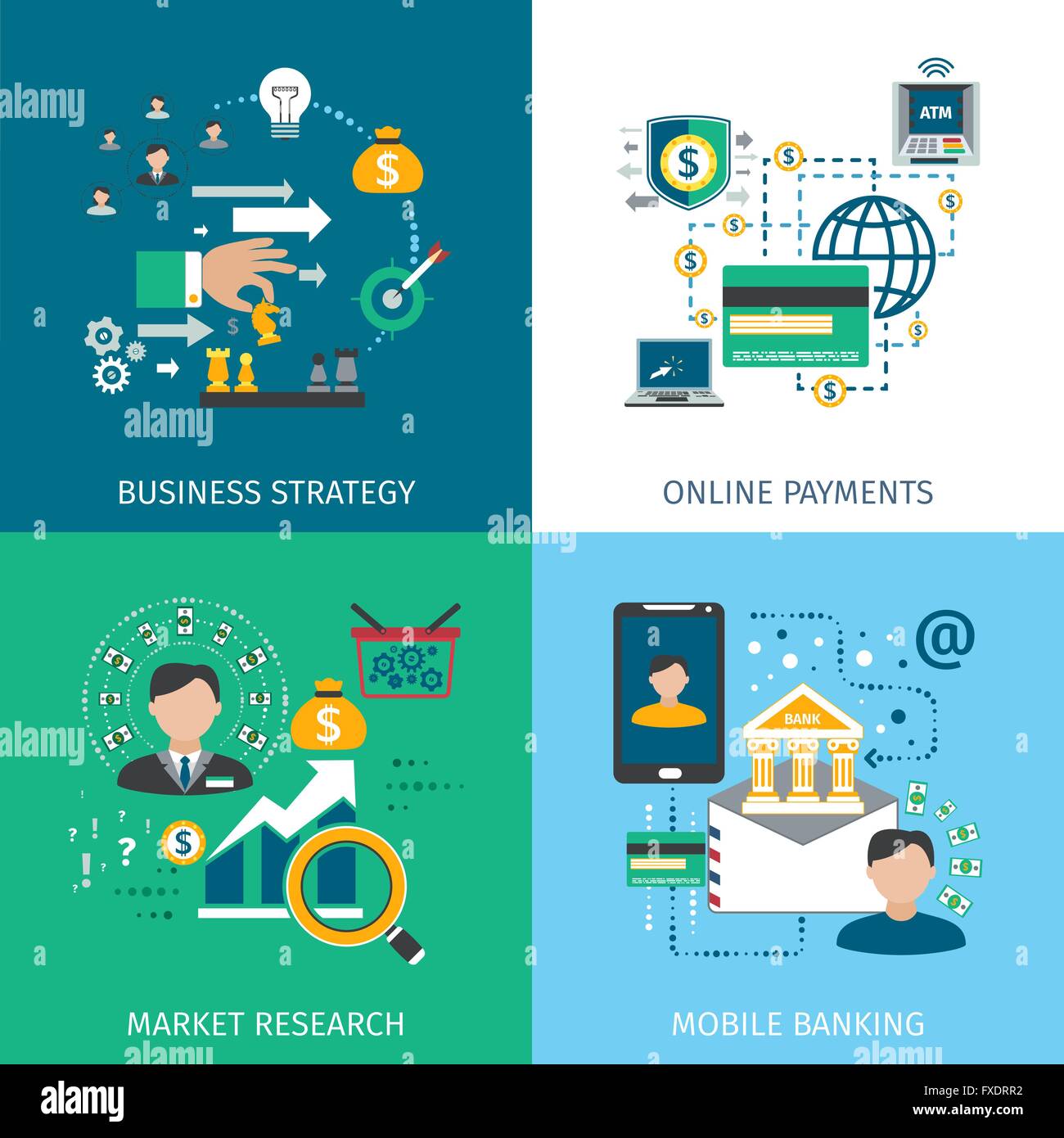 Banking Marketing Icons Set Stock Vector Image & Art - Alamy