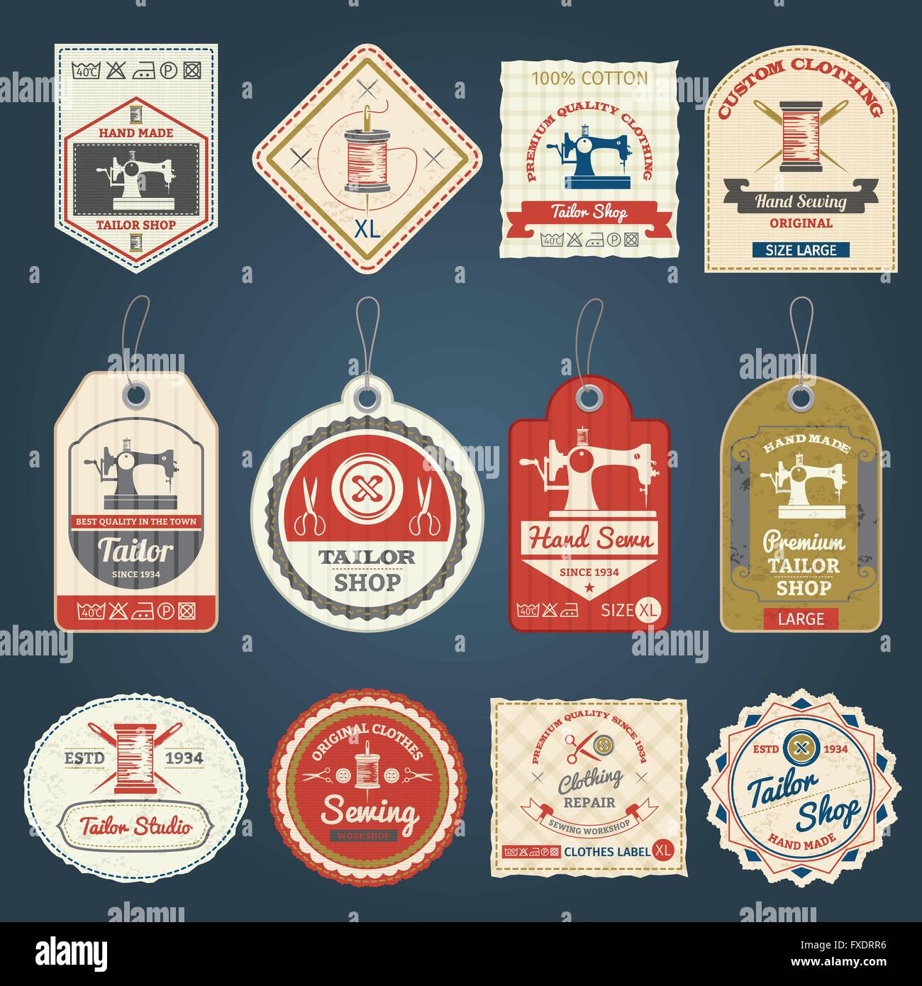 Tailor shop badges labels icons set Stock Vector Image & Art - Alamy