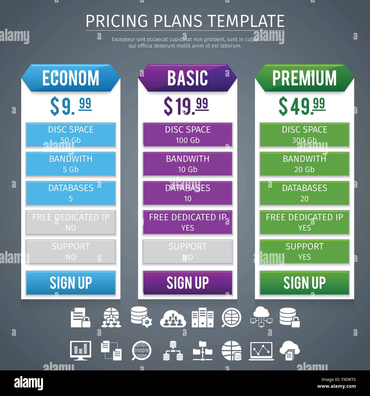 Software Pricing Plans Template Stock Vector Image & Art - Alamy
