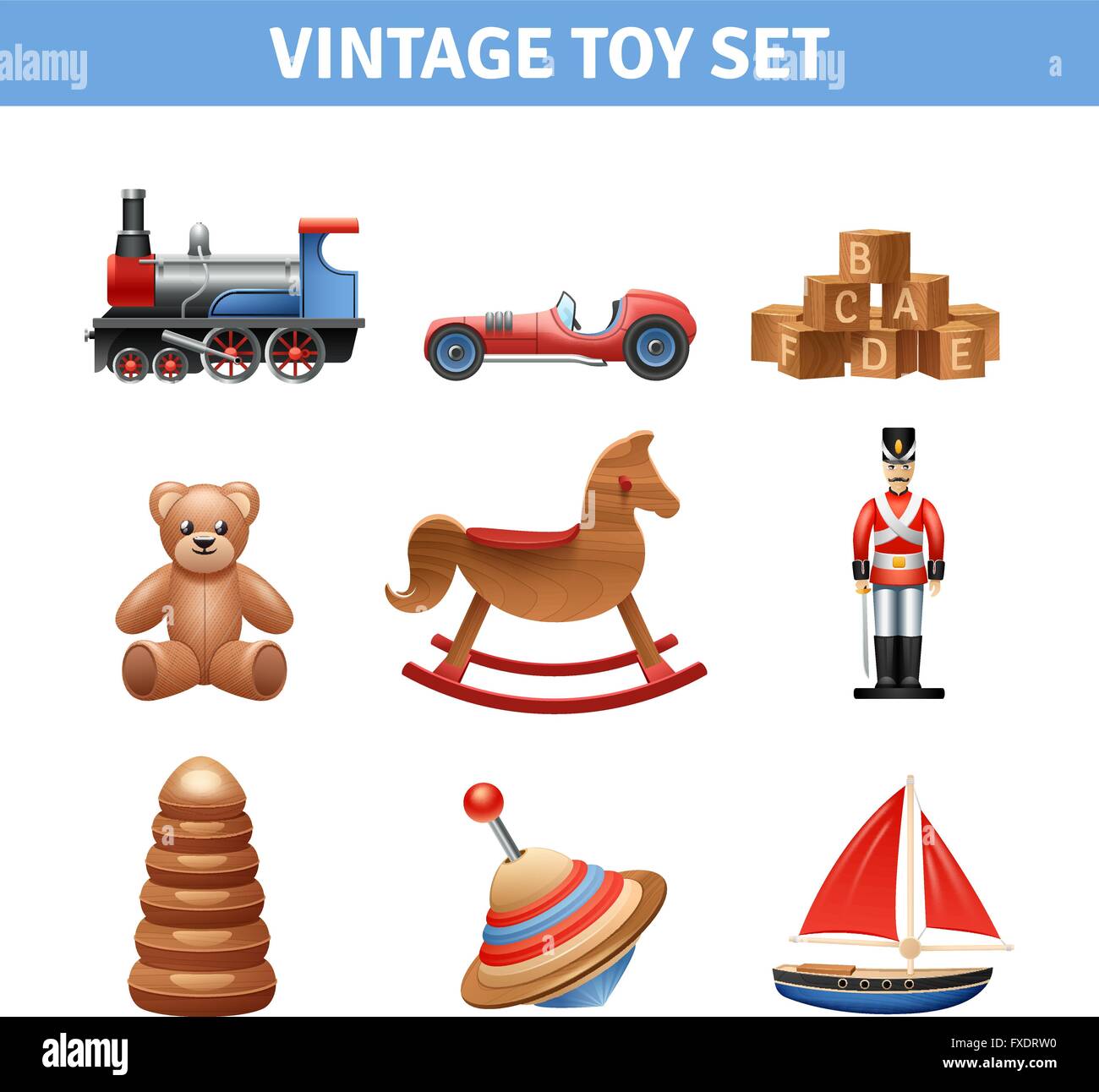 Vintage Toy Icons Set Stock Vector Image & Art - Alamy