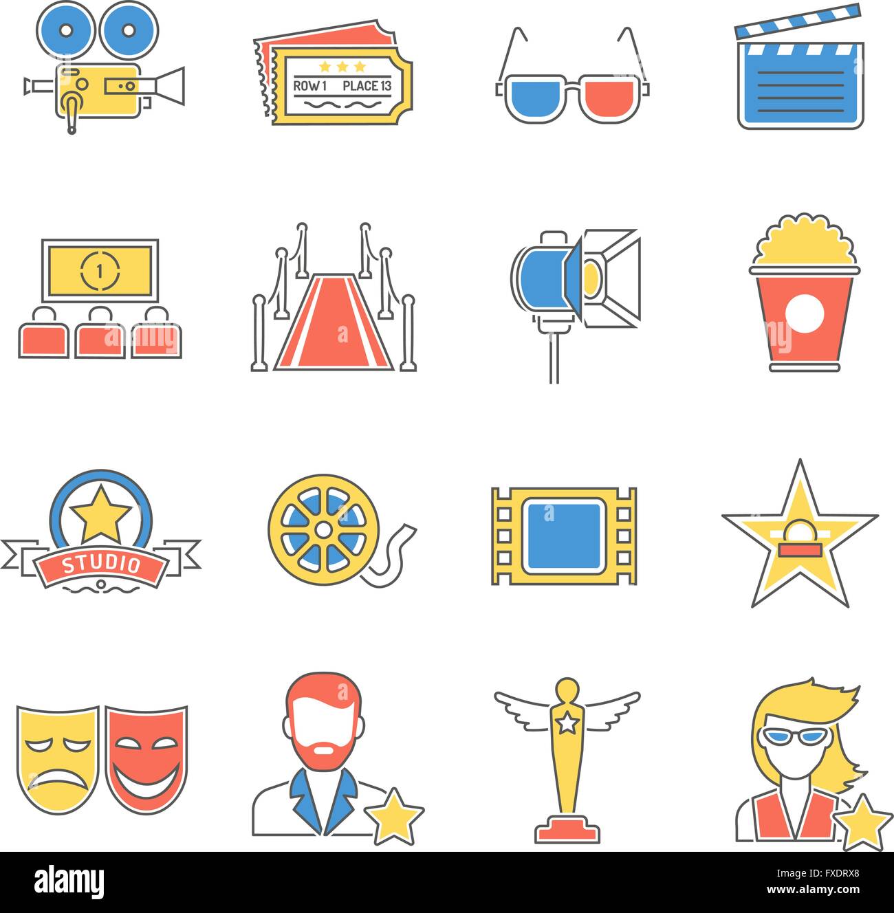 Movie Icons Line Stock Vector Image & Art - Alamy
