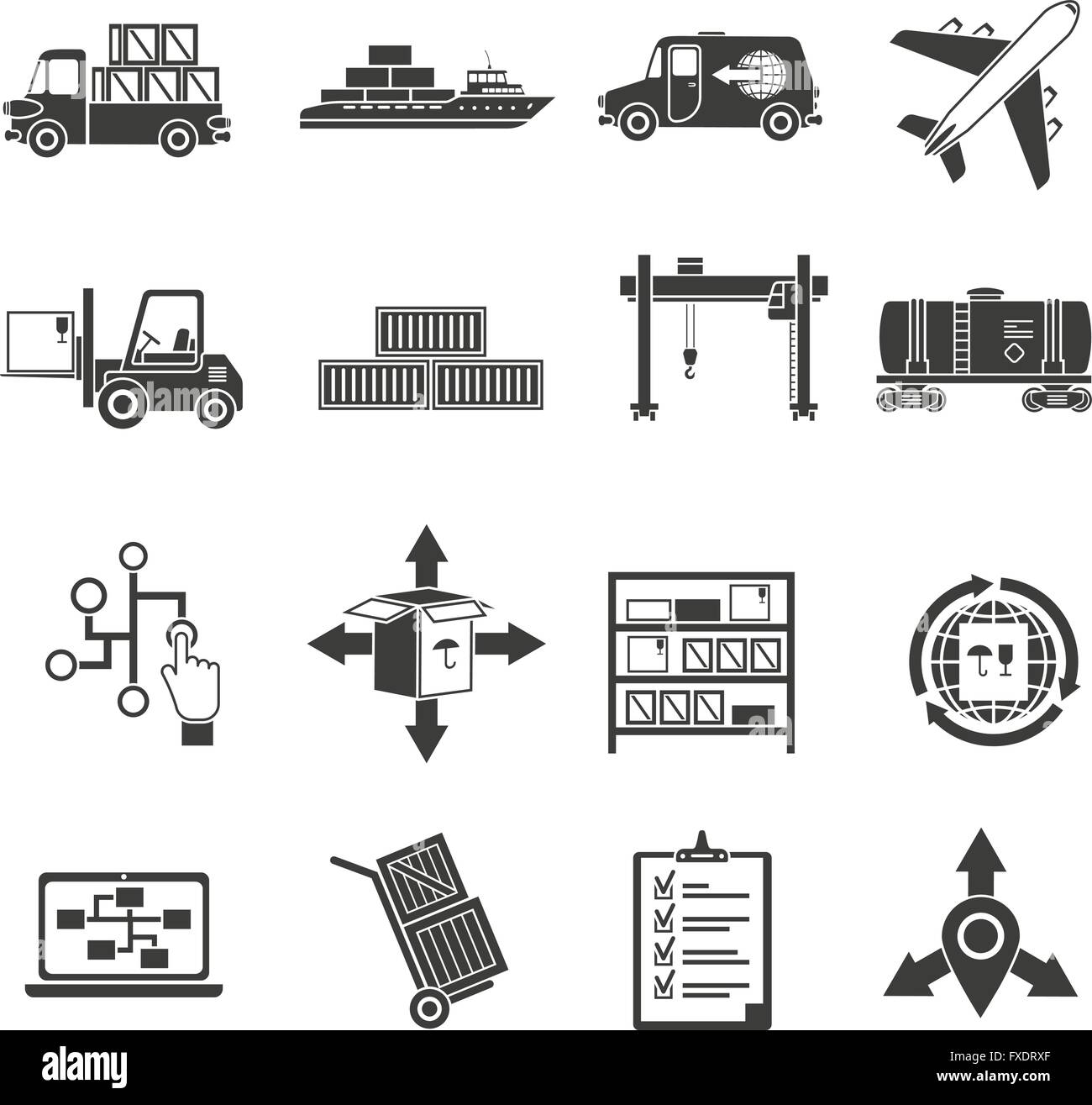 Logistic Black Icons Set Stock Vector Image & Art - Alamy
