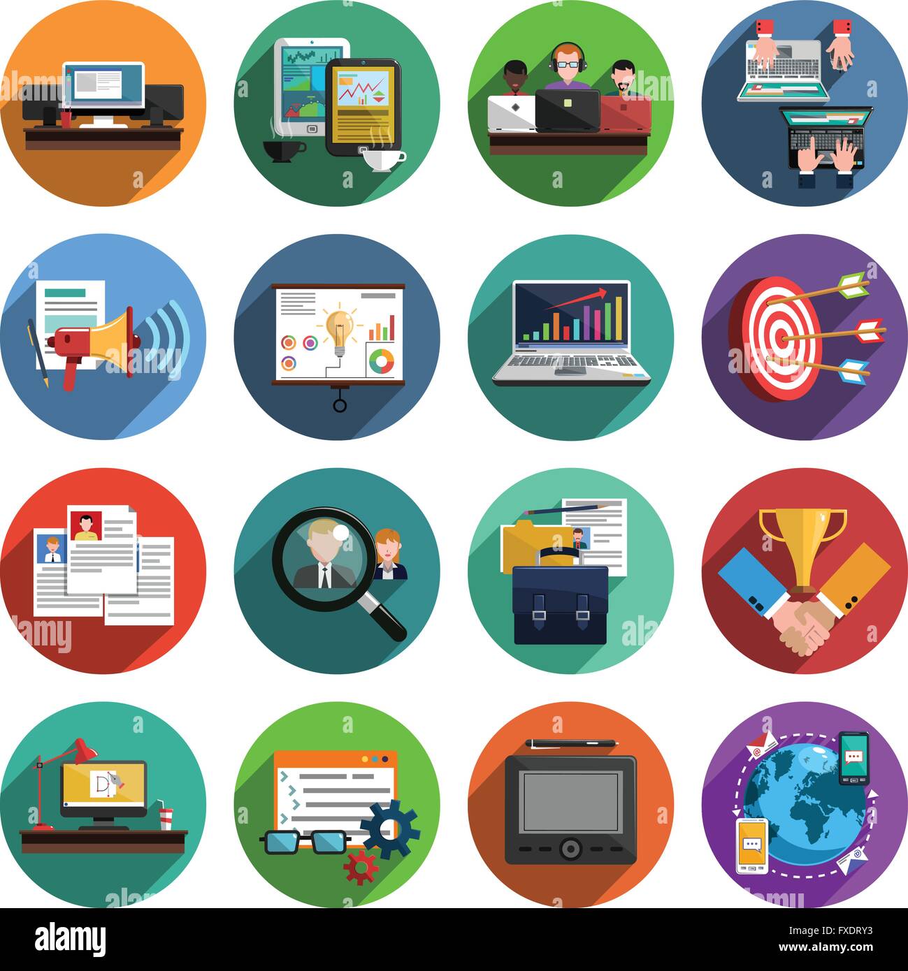 Freelance flat round icons collection Stock Vector Image & Art - Alamy