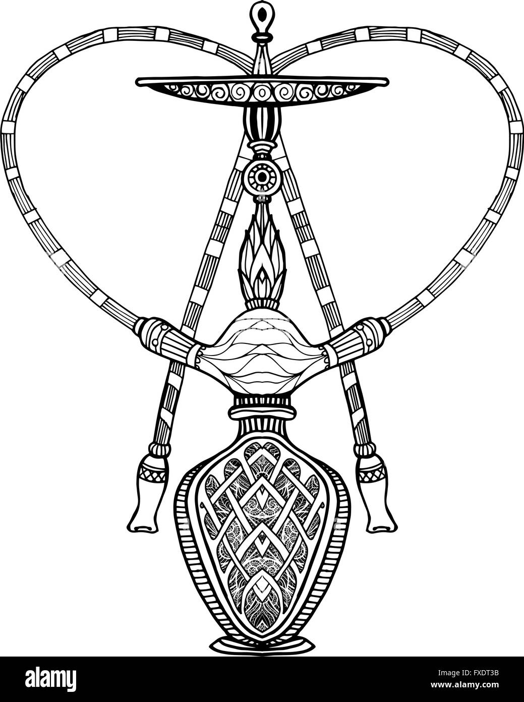 Black white illustration hookah Black and White Stock Photos & Images ...