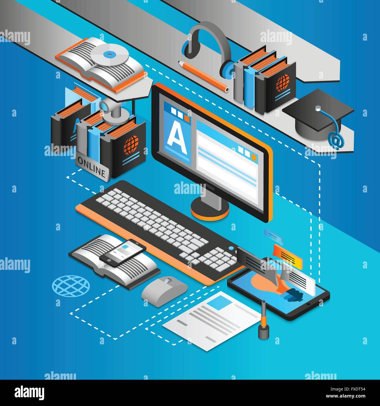 Learning Isometric Concept Stock Vector Image & Art - Alamy