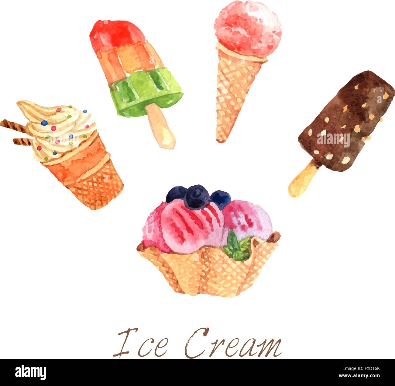 Ice Cream Bowl Watercolor at Wade Diaz blog