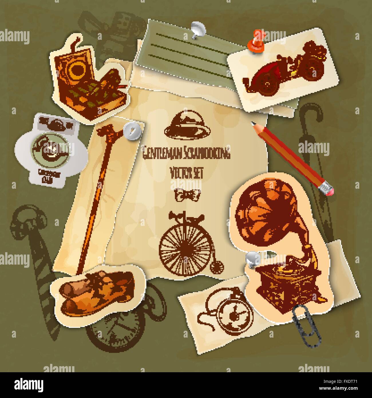 Gentlemen Scrapbooking Set Stock Vector Image & Art - Alamy