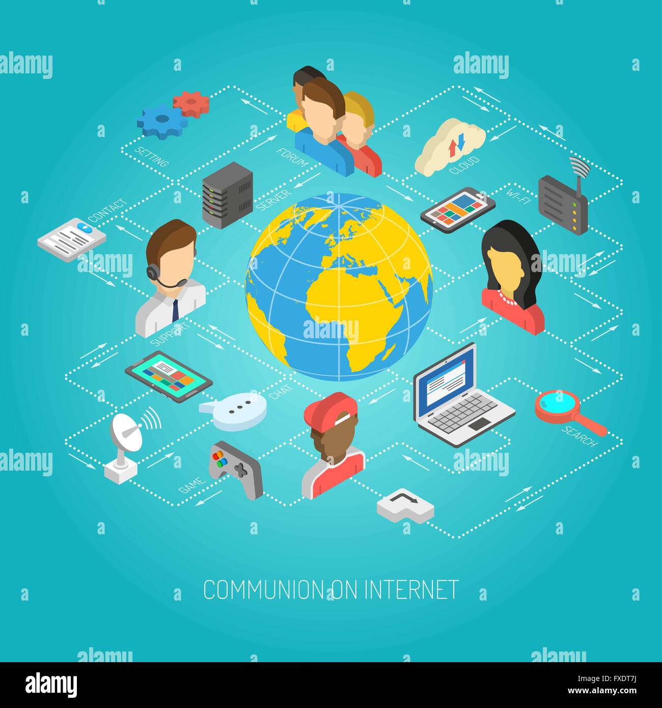 Internet Concept Isometric Stock Vector Image & Art - Alamy