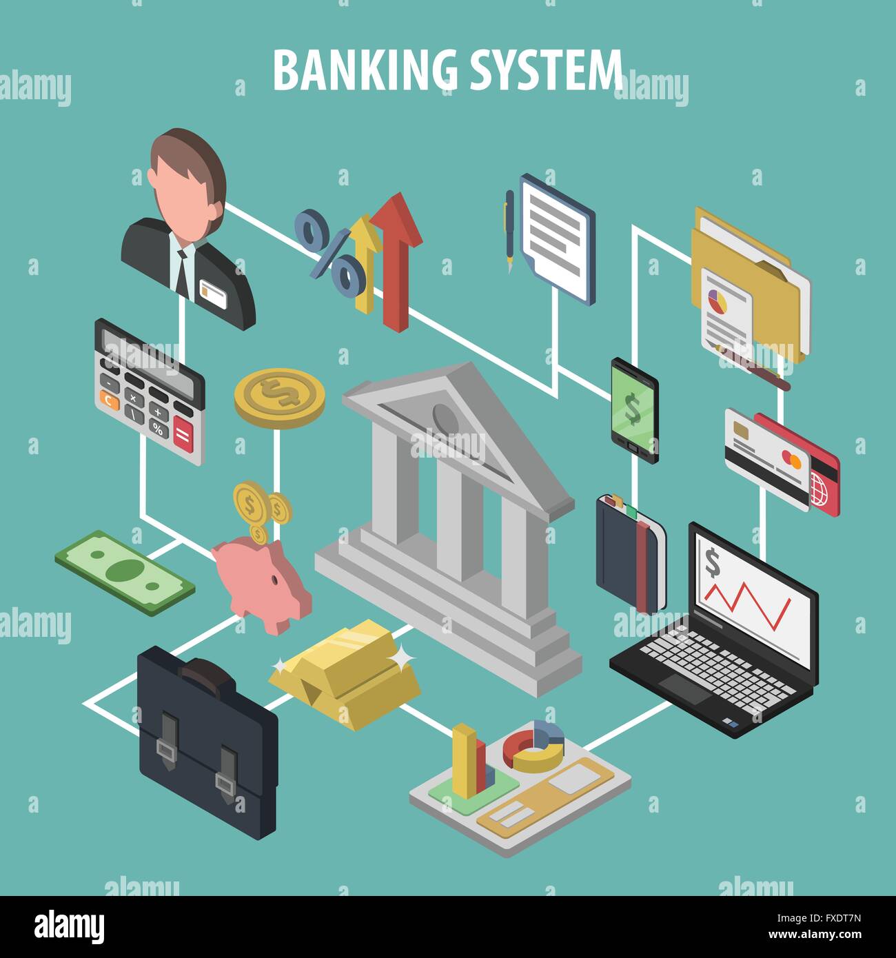 Isometric Bank Concept Stock Vector Image & Art - Alamy