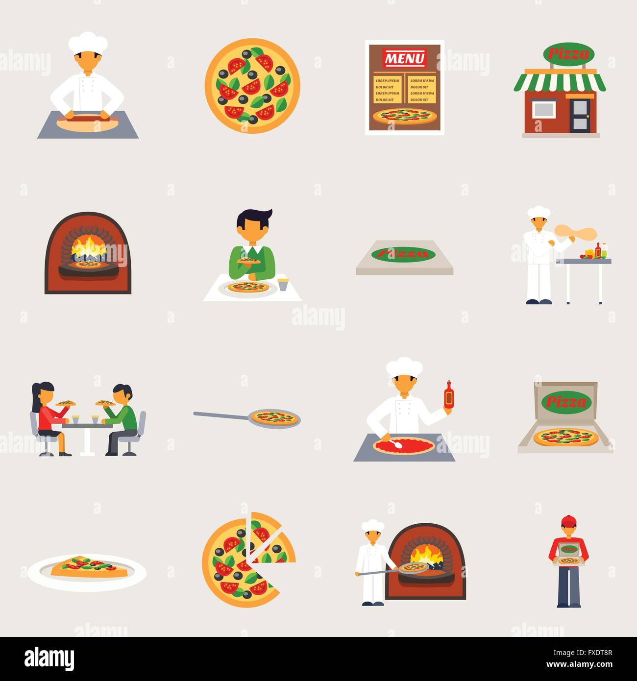 Pizzeria Icons Set Stock Vector Image & Art - Alamy