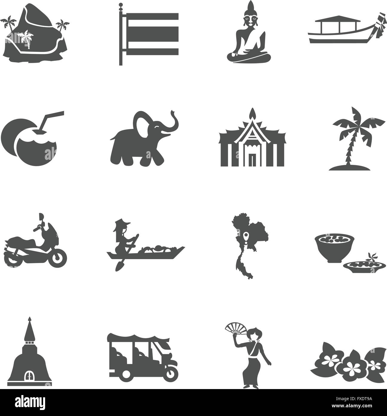 Thailand Travel Icons Set Stock Vector Image & Art - Alamy
