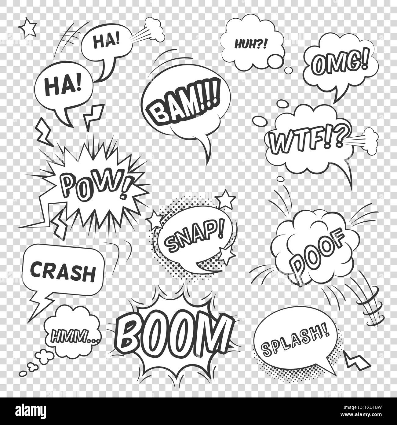 Set pop art sound Black and White Stock Photos & Images - Alamy