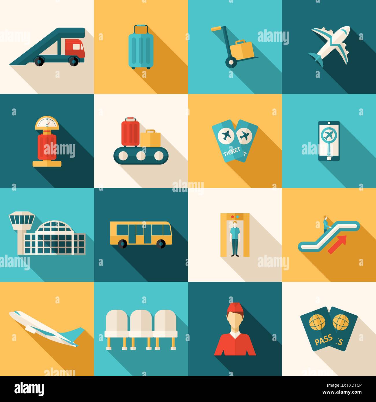 Airport Icons Flat Set Stock Vector Image & Art - Alamy