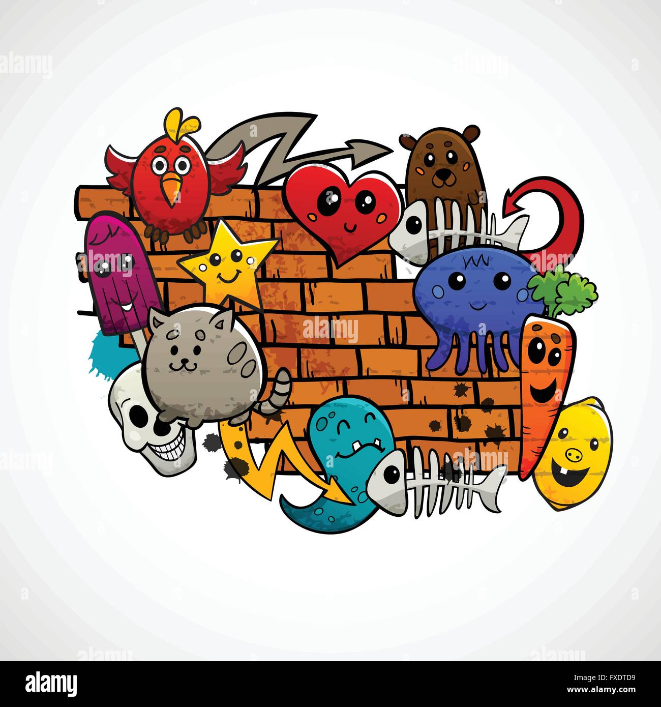 Graffiti Characters Flat Color Concept Stock Vector Image & Art - Alamy