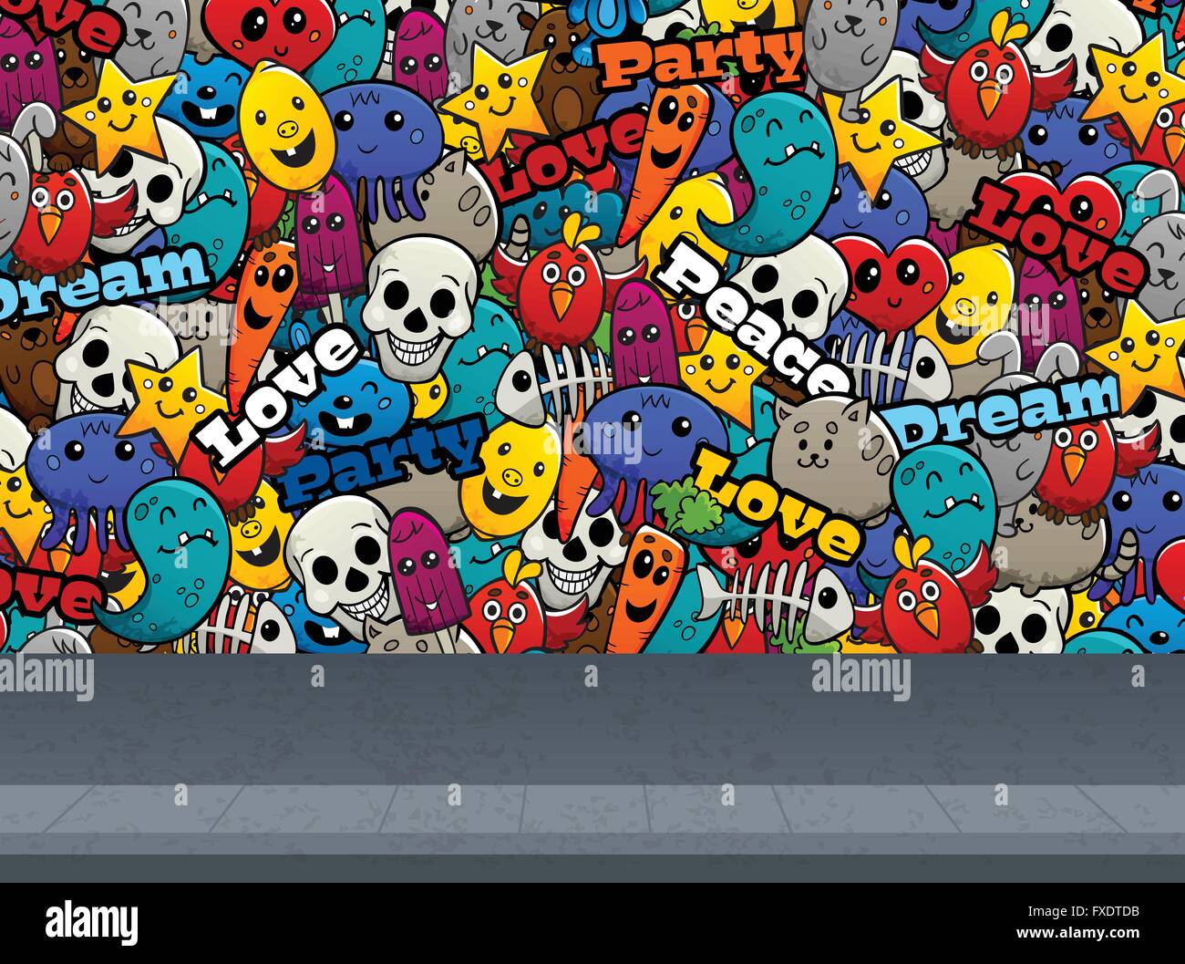 Graffiti Characters On Wall Pattern Stock Vector Image & Art - Alamy