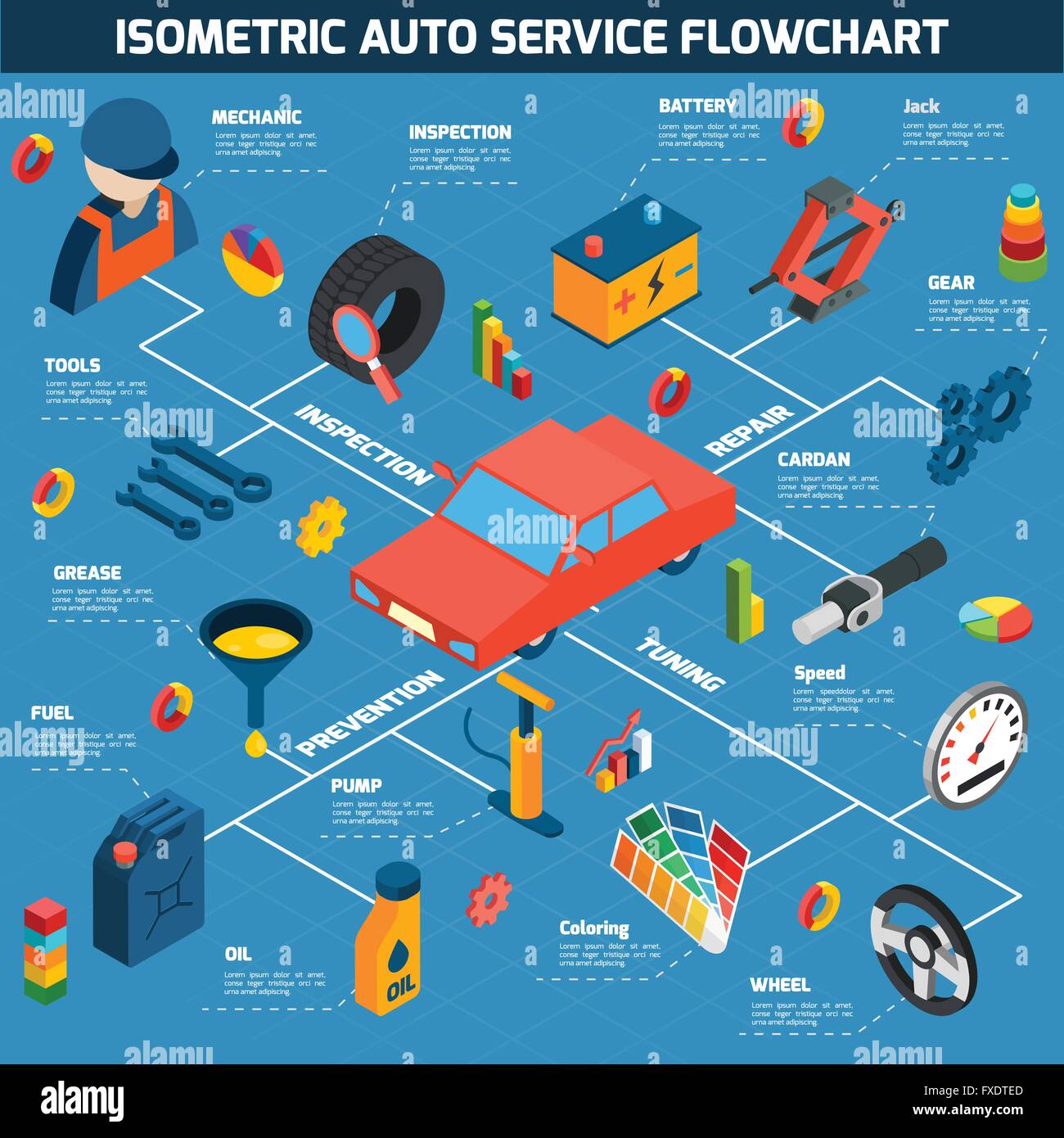 Car tuning isometric design Stock Vector Images - Alamy